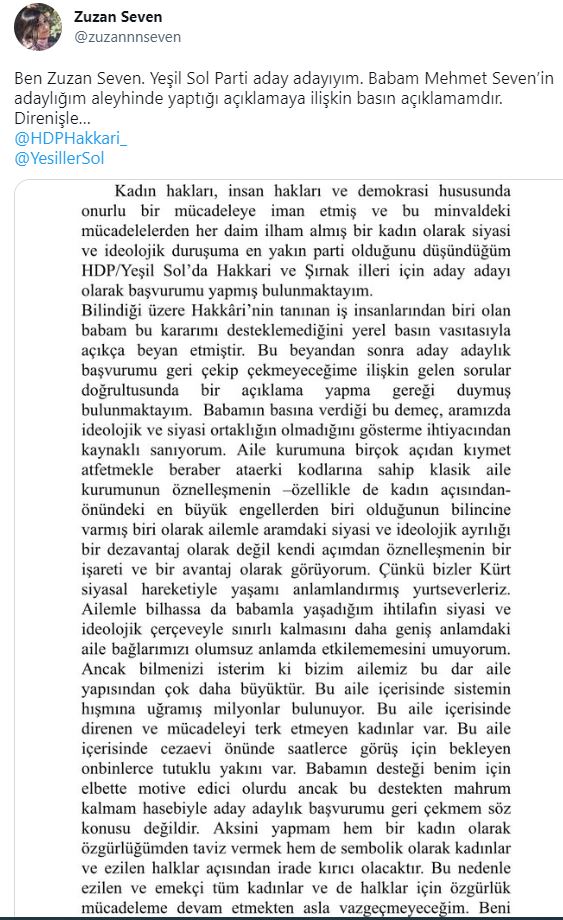 AKP'li babanın kızı Yeşil Sol/HDP'den aday